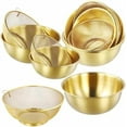 6 PCS Gold Stainless Steel Colander Set, 1.2Qt 2Qt and 3Qt Capacity ...