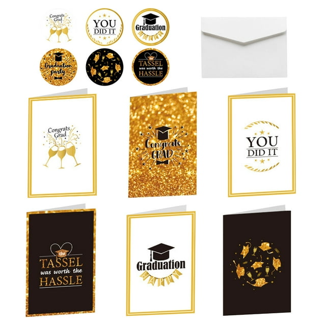 6 PCS Graduation Season Message Card,Graduation Cards Assortment, Black ...