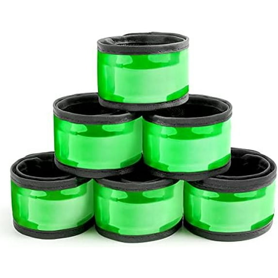 6 PCS Green LED Light Up Band Slap Bracelets, Night Safety Wrist Band ...