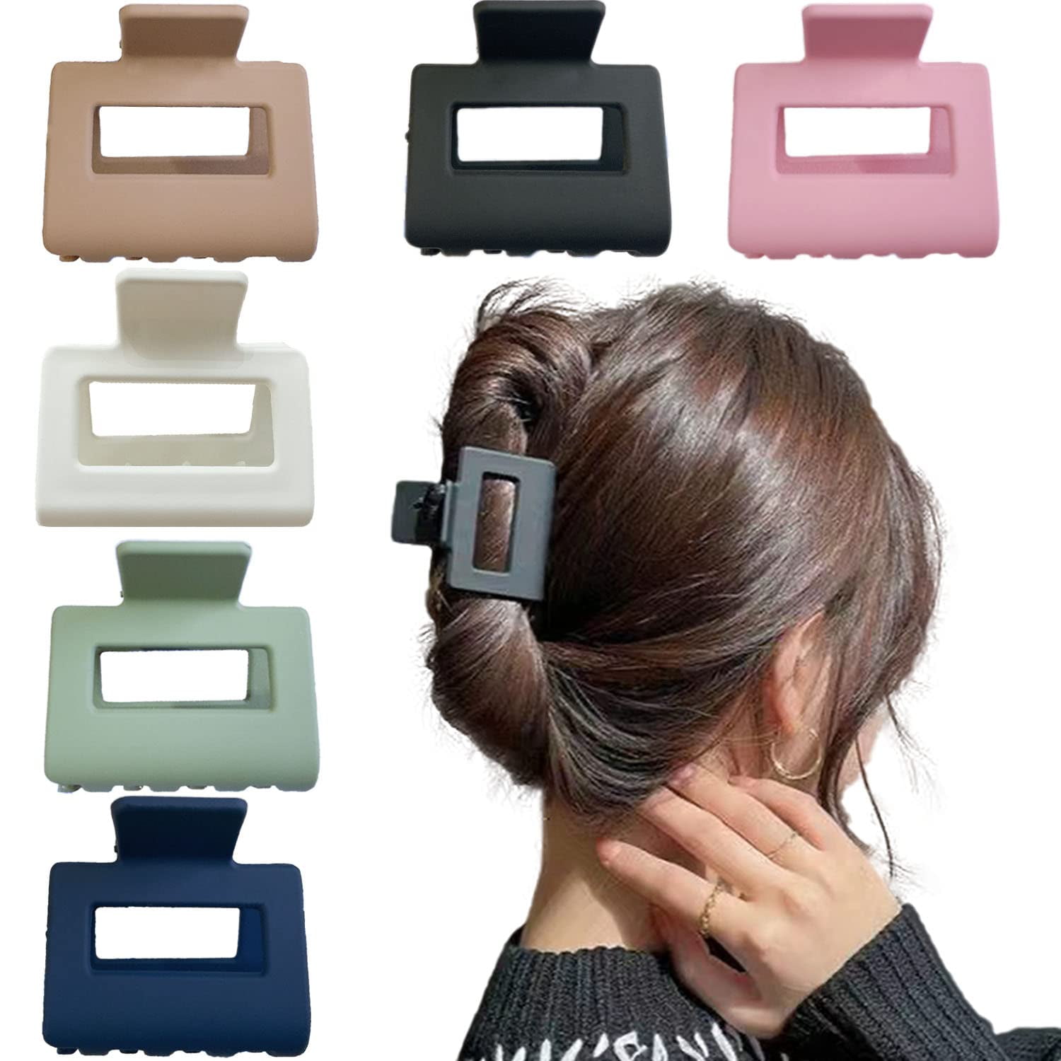 6 PCS Hair Claw Clips, 2" Matte Hair Clips for Women and Thin Thick ...
