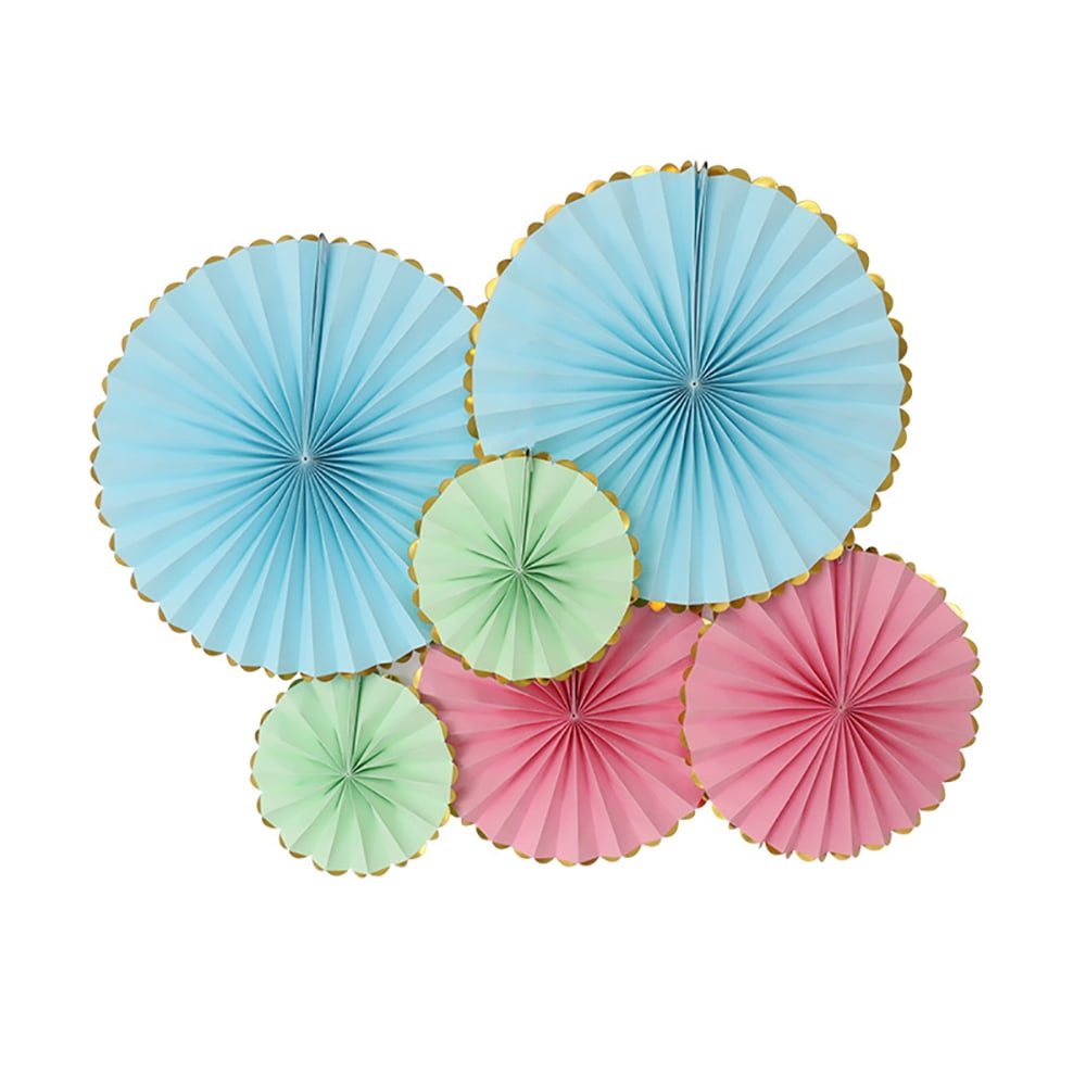 6 PCS Hanging Paper Fan Decorations, Paper Fan Flower for Wedding ...