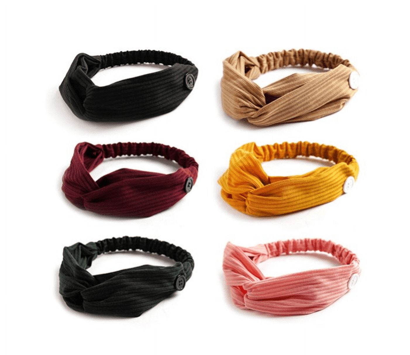 6 Pcs Headband With Buttons For Face Mask Headbands For Women Knotted