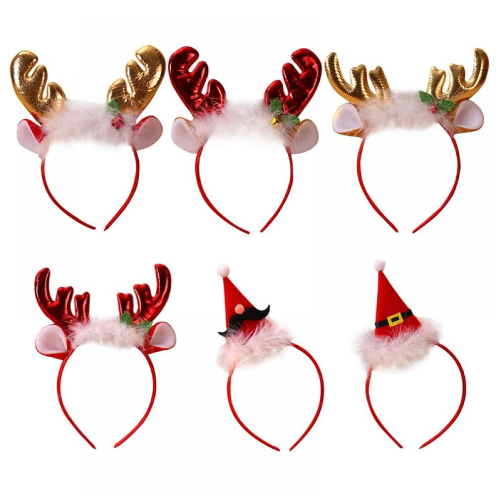 6 PCS Holiday Headbands,Cute Christmas head hat toppers ,Flexibility to ...