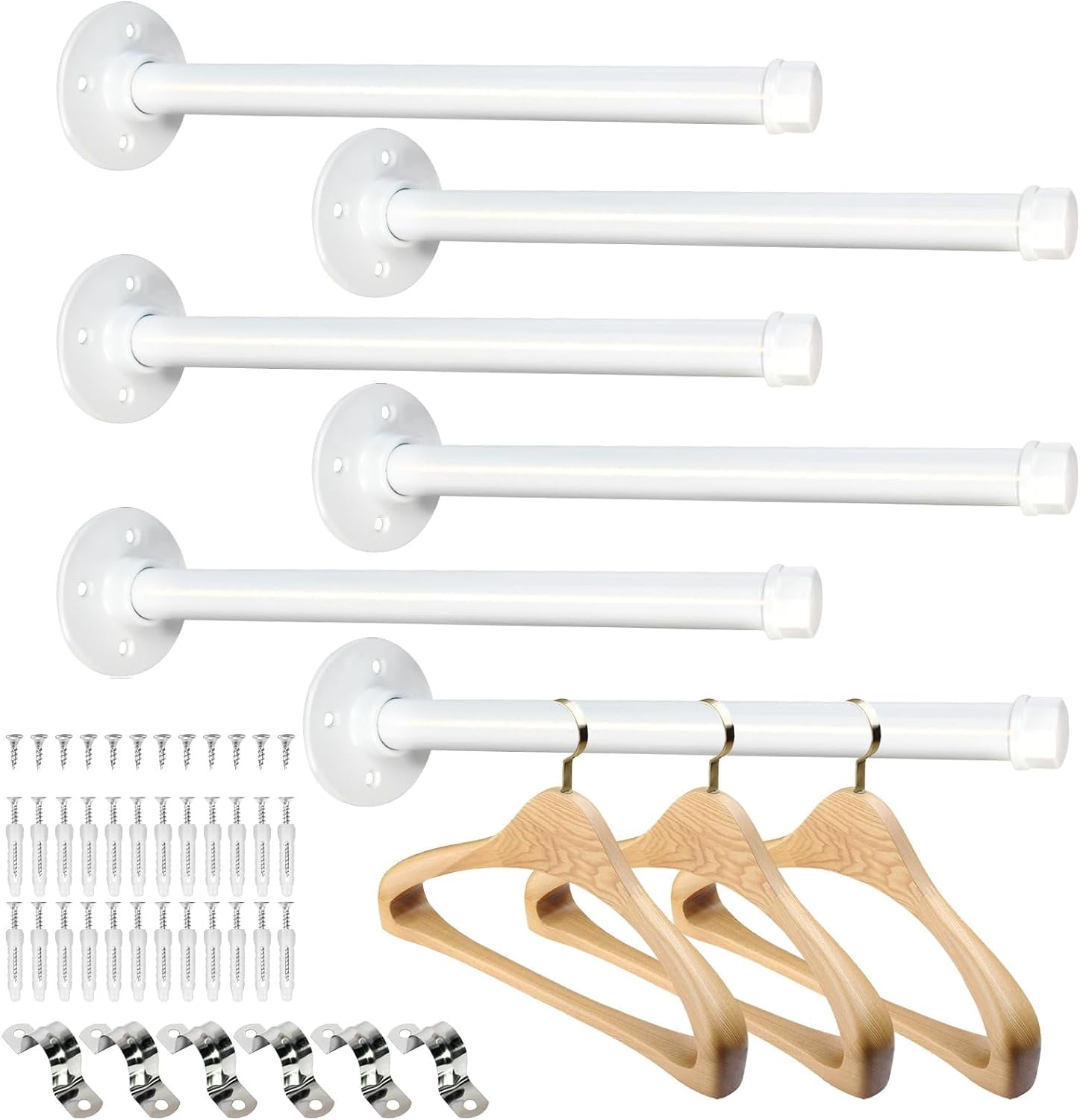6 PCS Industrial Pipe Clothes Bar 12 Inch - Pipe Clothing Rack Wall ...