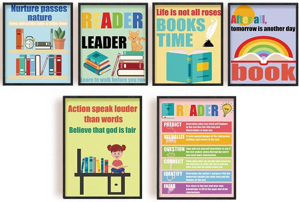 6 PCS Inspirational Quotes Wall Art Prints Self-Improvement Reading ...
