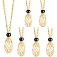 6 PCS Khaki Color Crystal Cage Necklace Cord Empty Stone Holder Pendant ...