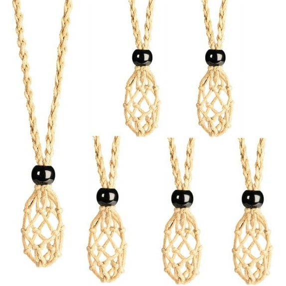 6 PCS Khaki Color Crystal Cage Necklace Cord Empty Stone Holder Pendant ...