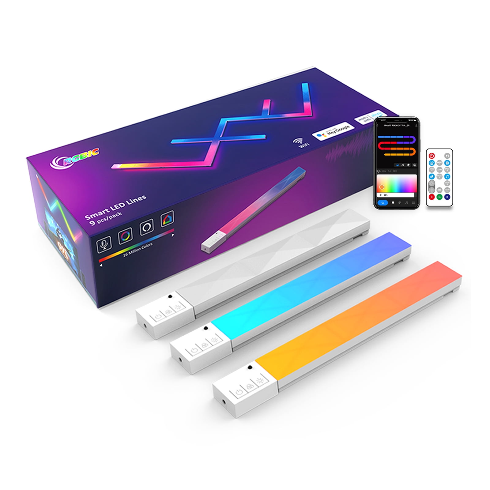 Modern-Depo LED Wall Lights with Remote, Music Sync, RGB,USB Powered (6 ...
