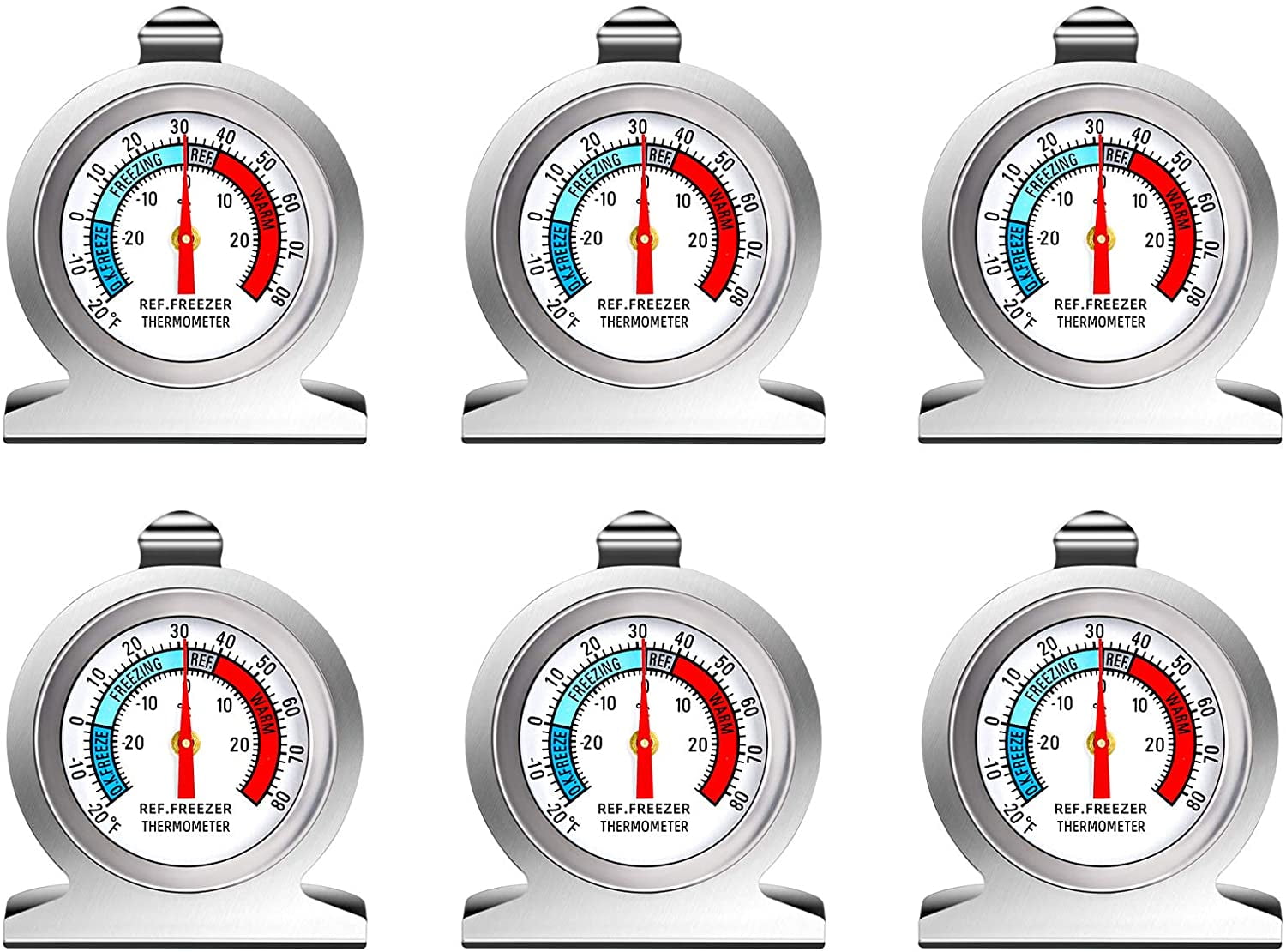 6 PCS Large Dial Stainless Steel Temperature Fridge Thermometer for ...