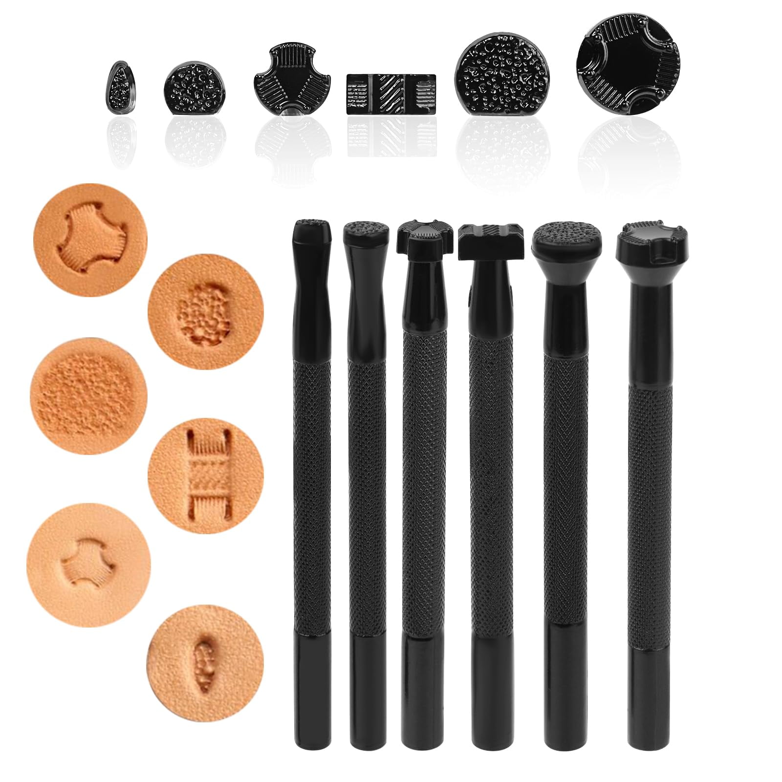 6 PCS Leather Stamping Tools, Different Shape Saddle Making Stamp Punch ...