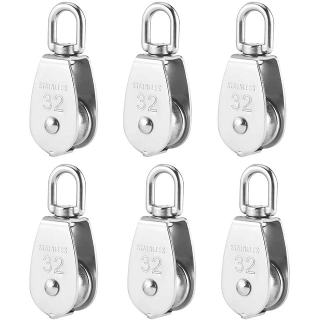 6 PCS M32 Single Pulley Blocks, STONCEL 304 Stainless Steel Heavy Duty ...