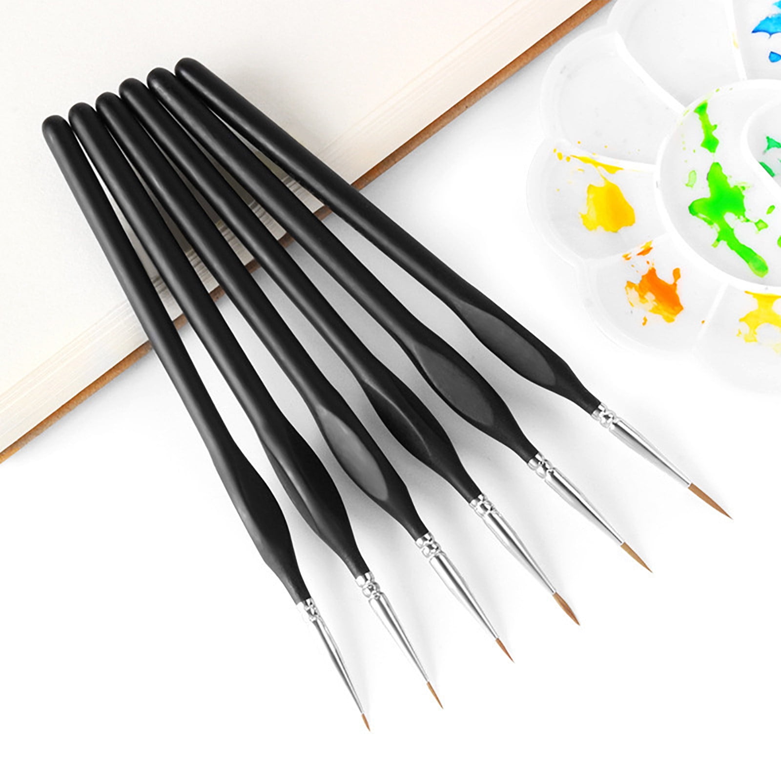 6 PCS MINIATURE DETAIL PAINT BRUSH SET Ultra Fine Three Sided Line ...