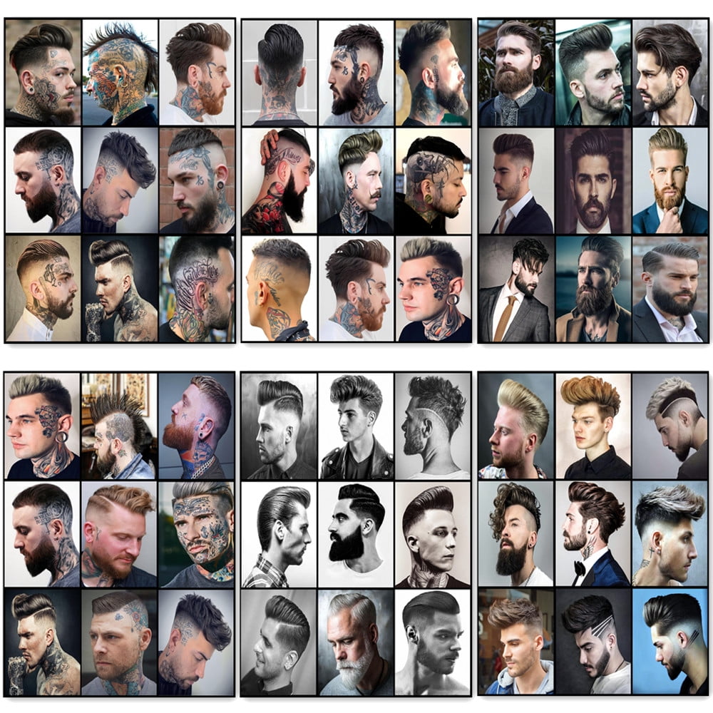 6 PCS Men's Tattoo Hairstyles Posters and Prints Canvas Painting ...