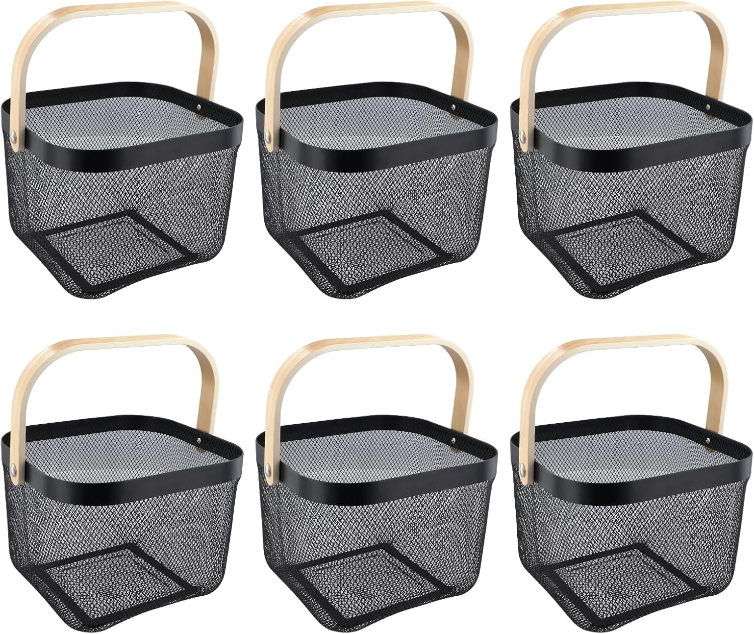 6 PCS Mesh Storage Baskets with Handles, 10.2 x 10.2 x 7.1 Inches Metal ...