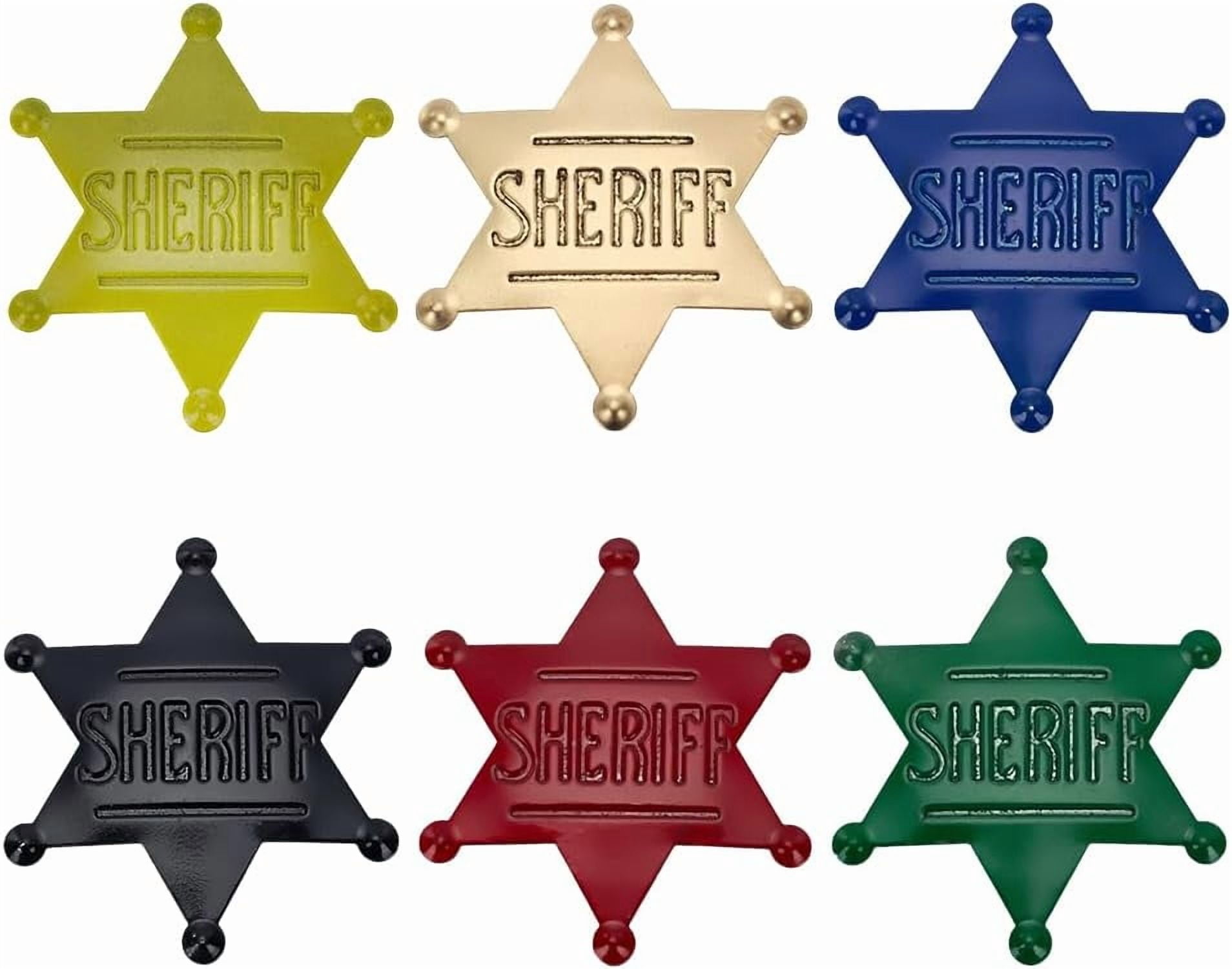 6 PCS Metal Sheriff Badge 6 Colors 2.3x2.6inch Vintage Western Cop Star ...