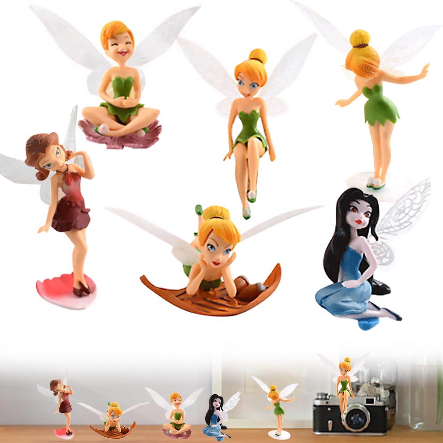 6 Pcs Mini Fairies Figurine For Fairy Garden Resin Miniatures Fairies Ornaments Tiny Fairy For