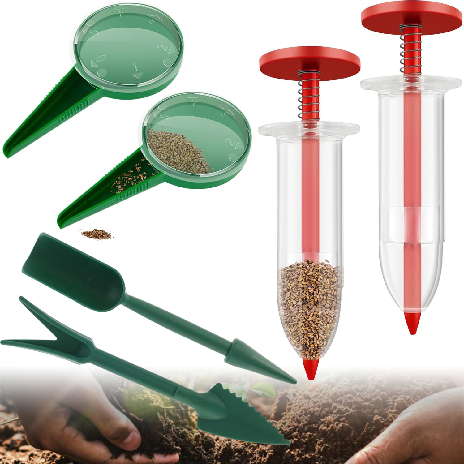 6 PCS Mini PresNok Seed Spreader, Sowing Seed Dispenser 5 Speeds ...