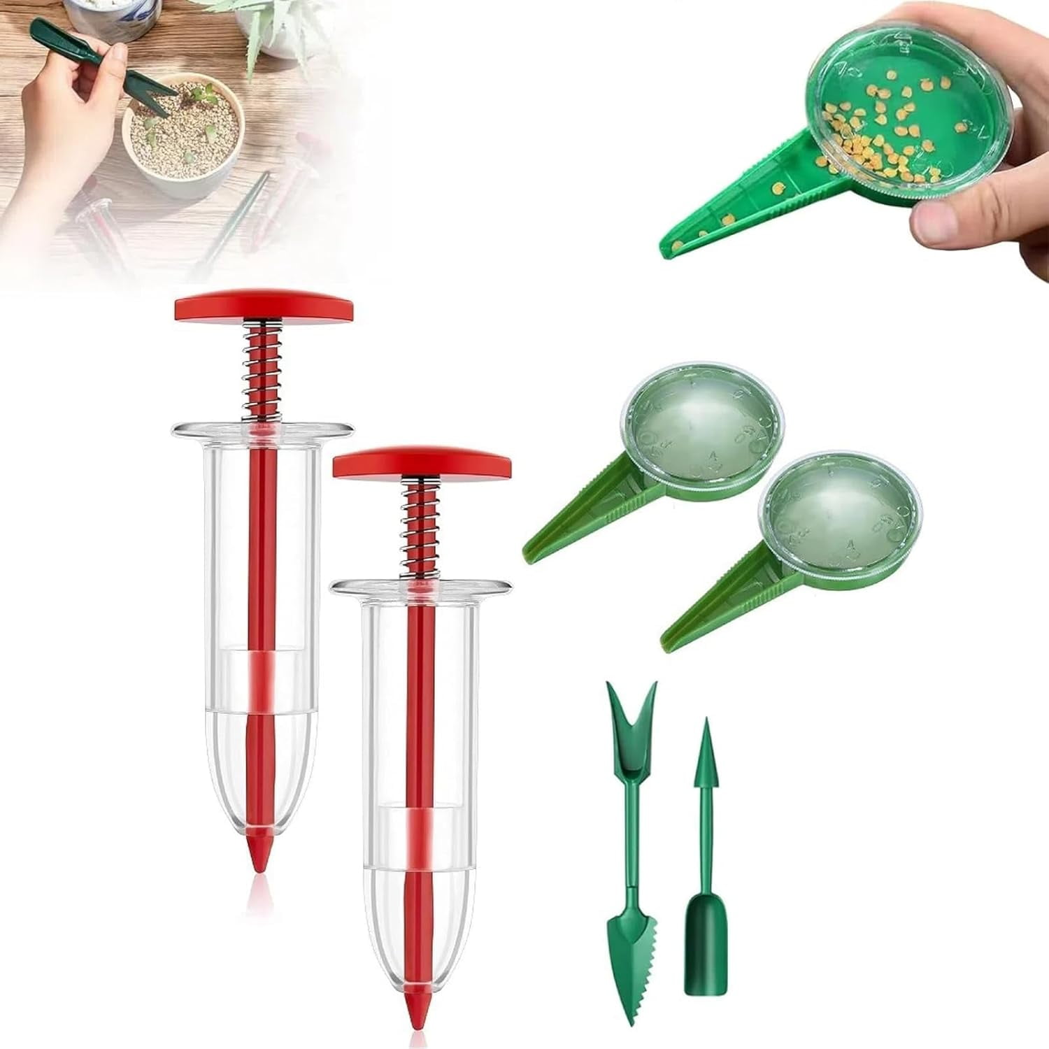 6 PCS Mini Seed Spreader, 2025 Upgrade Mini Sowing Seed Dispenser for Small Seeds Plant Flower ...