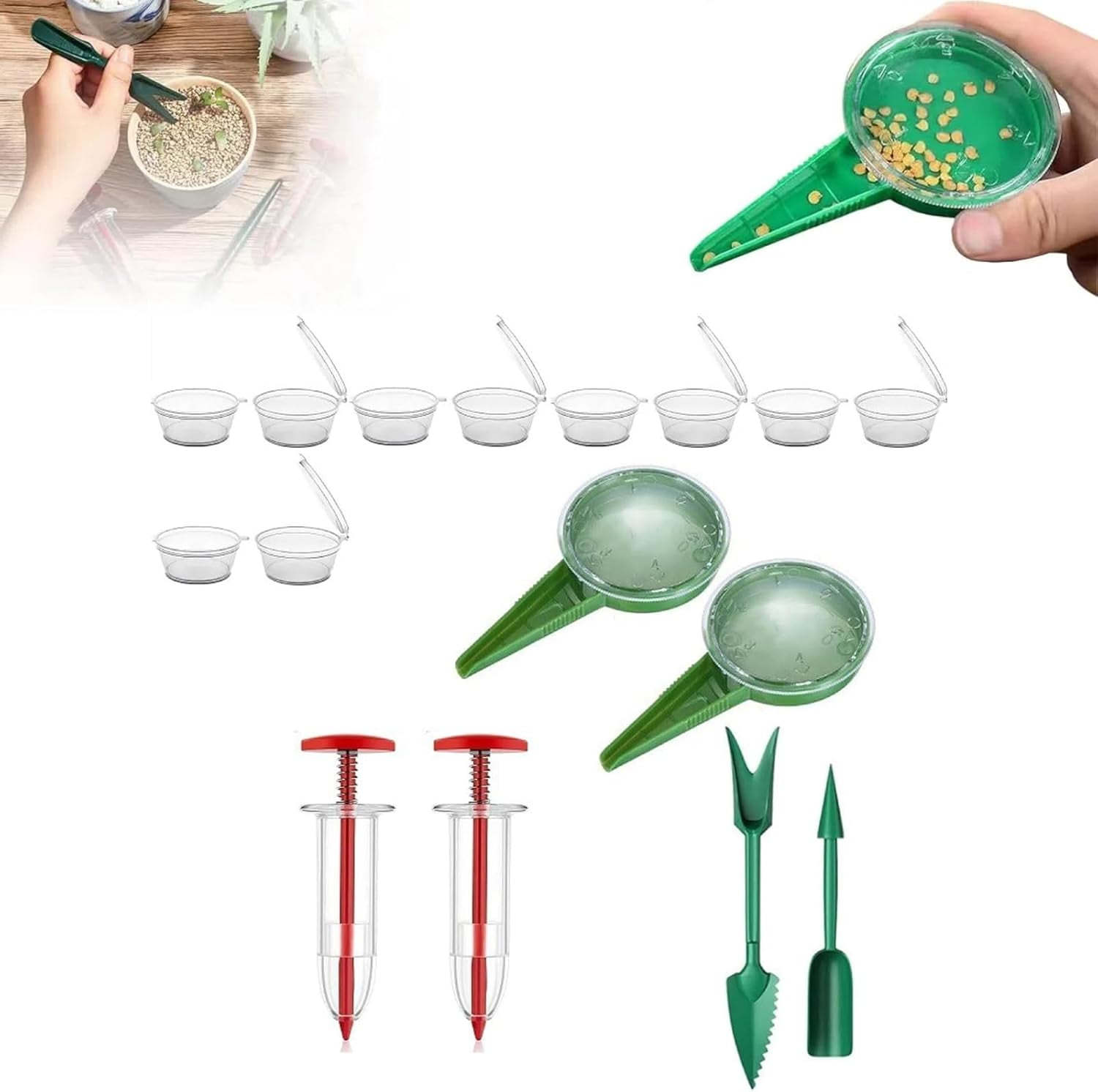 6 PCS Mini Seed Spreader, 2025 Upgrade Mini Sowing Seed Dispenser for ...