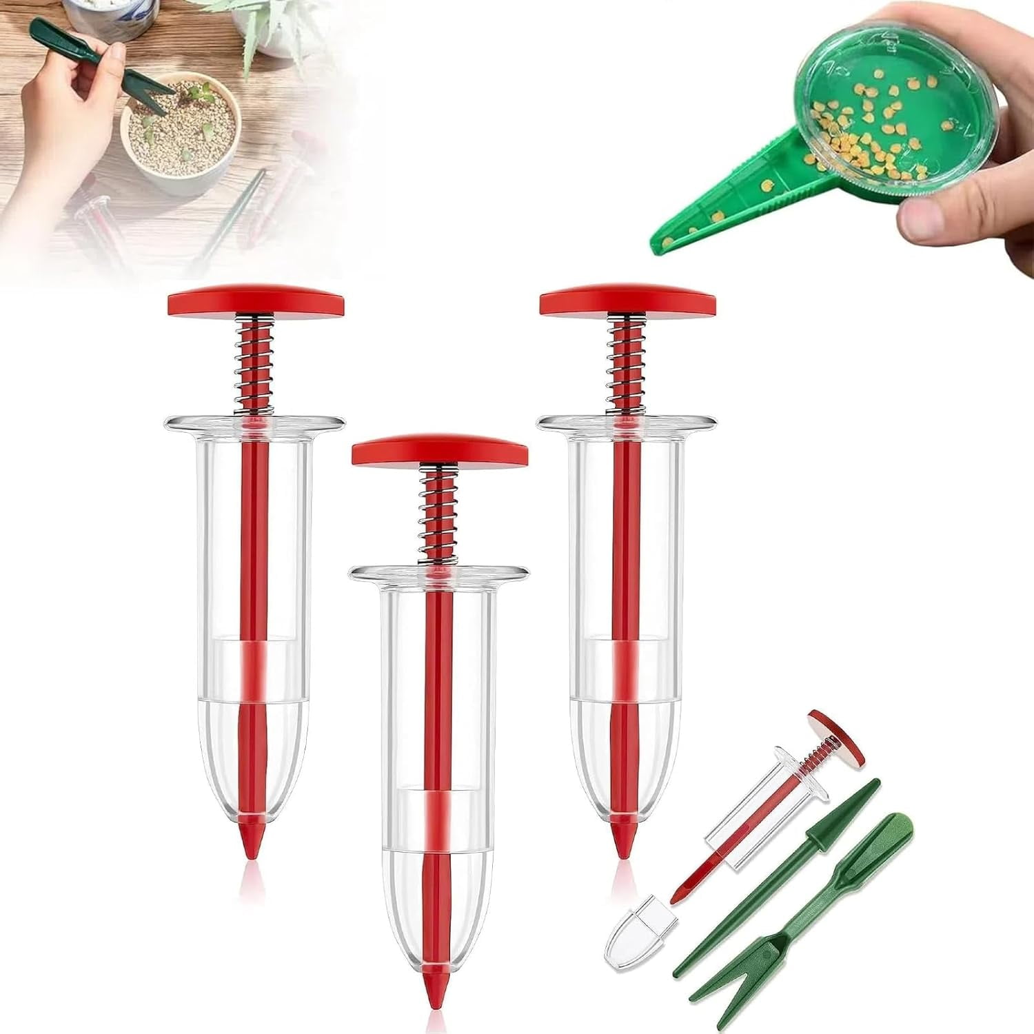 6 PCS Mini Seed Spreader, 2025 Upgrade Mini Sowing Seed Dispenser for ...