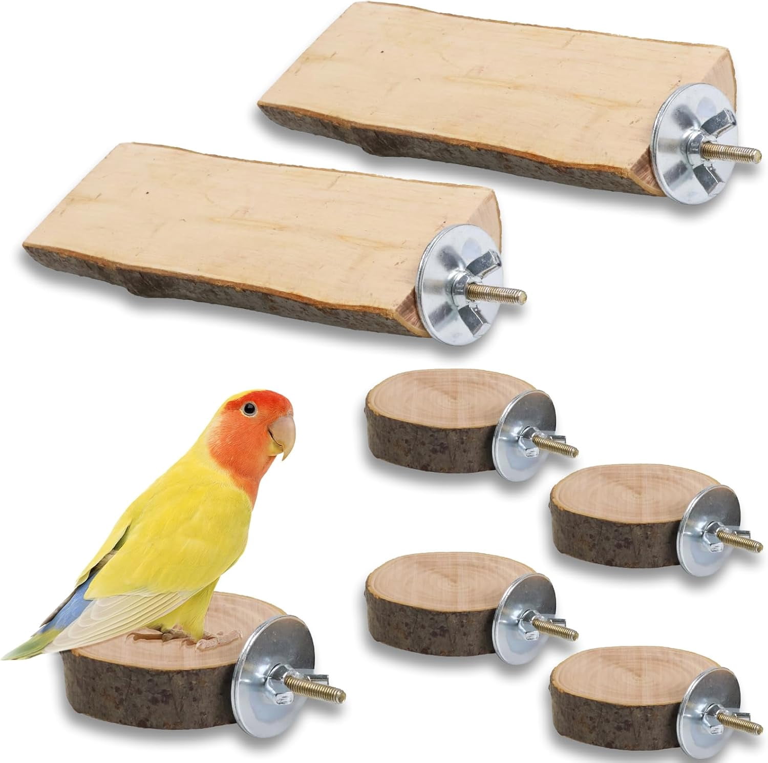 6 PCS Natural Wood Bird Perches Stand for Cage,Bird Perches for Bird ...