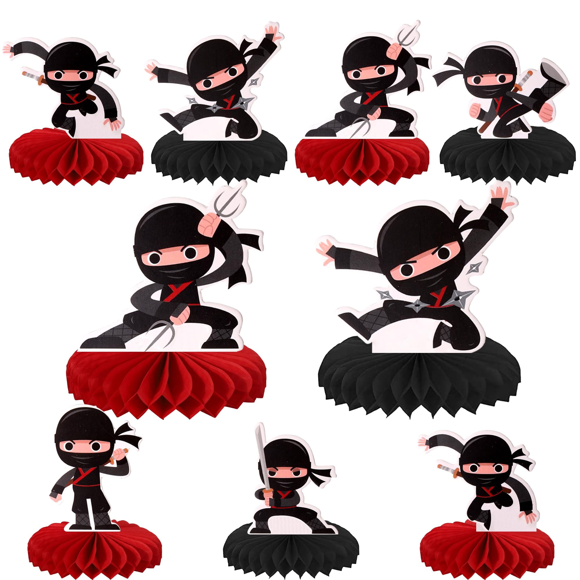 6 PCS Ninja Party Honeycomb Table Centerpiece Double Sided Martial Arts ...