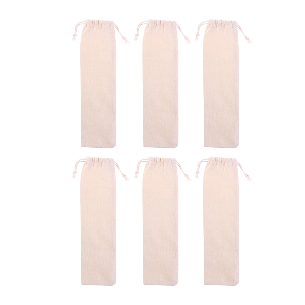 Eease 6PCS Stainless Steel Straw Carrying Pouch Cotton Linen Bag ...