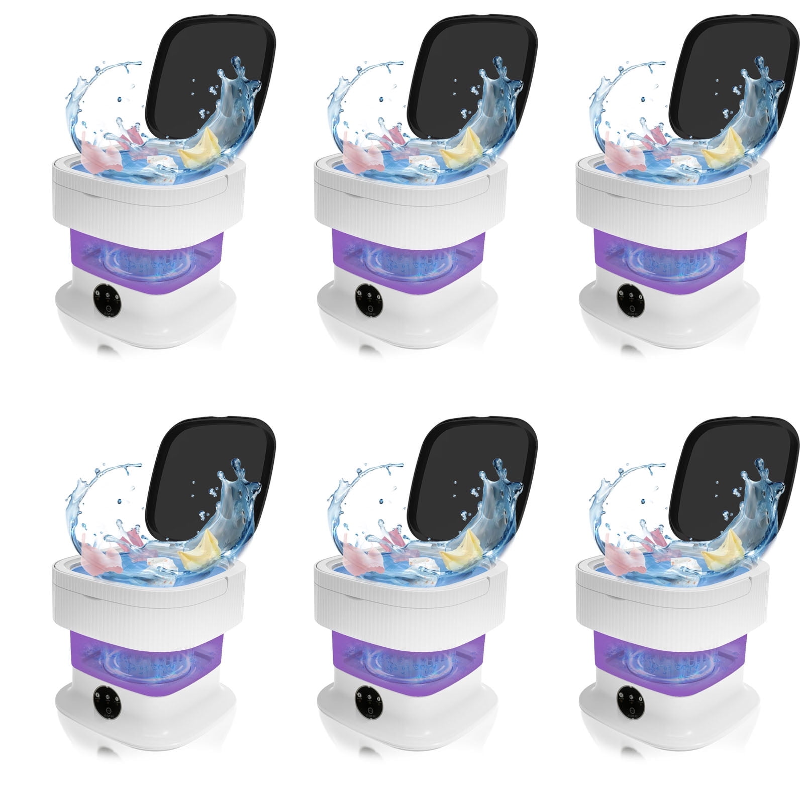 6 PCS Portable Washing Machine Foldable, Mini 20L Washer with Spin ...