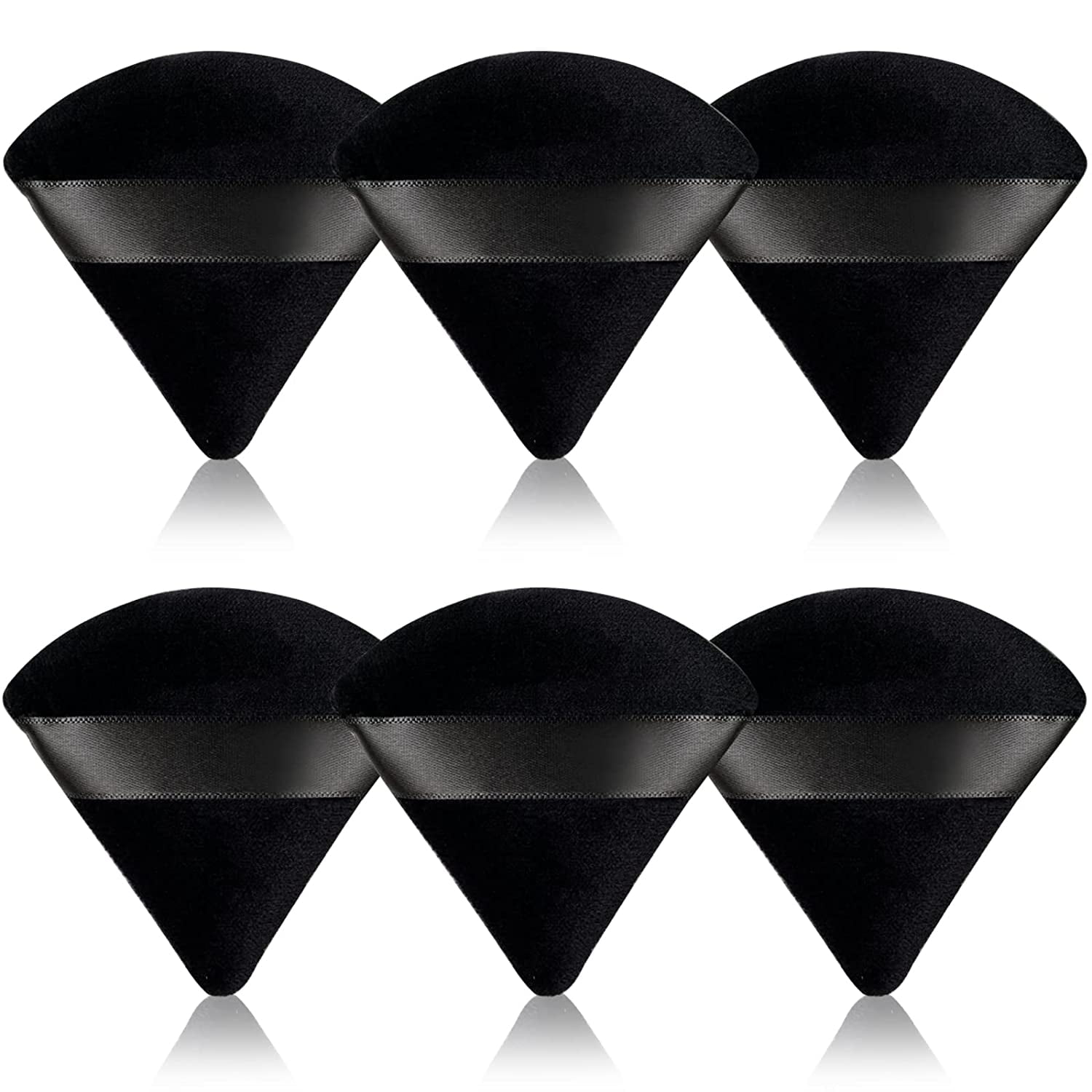 6 PCS Powder Puff Black Makeup Soft Sponge Setting Face Puffs Triangle ...