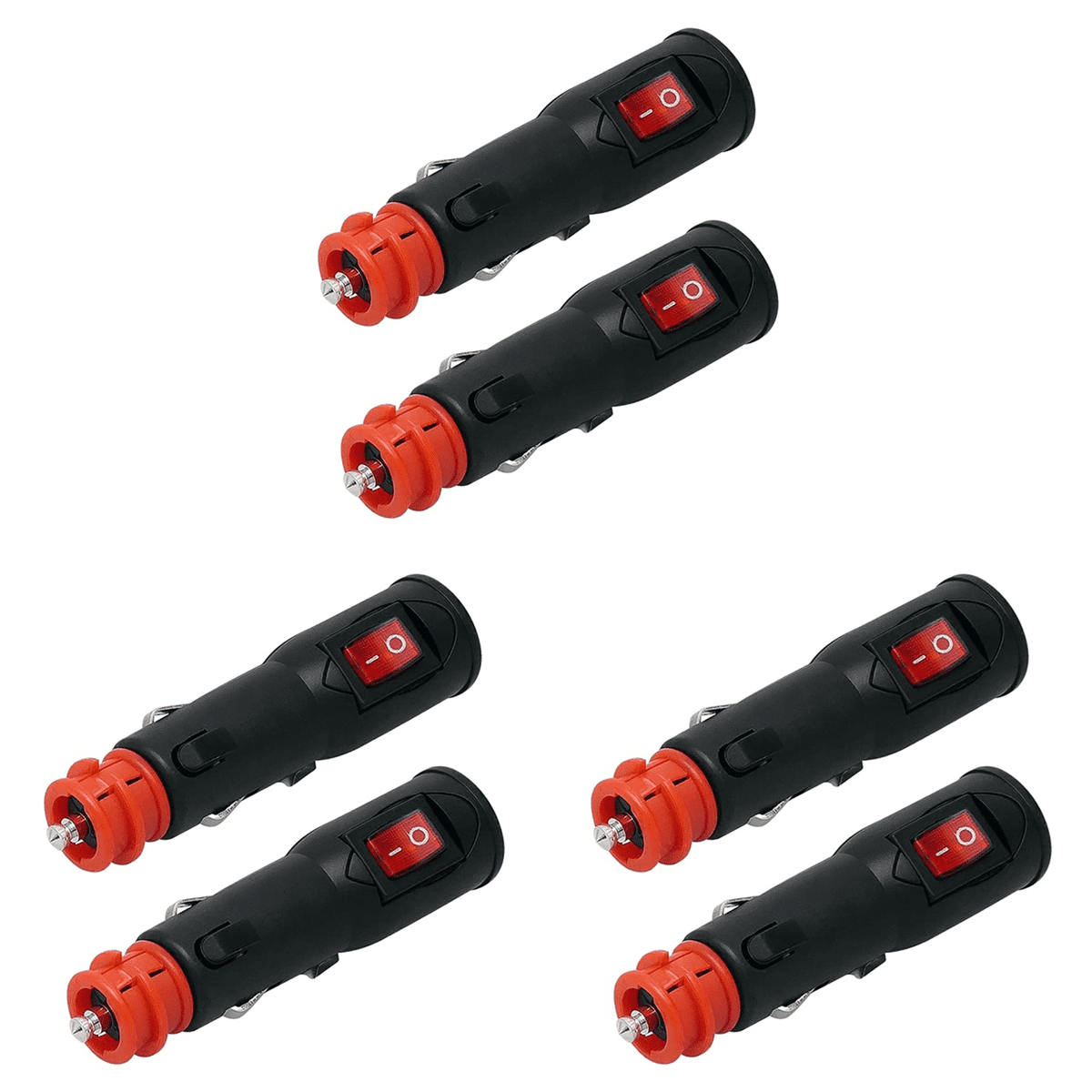 6 PCS Power Adapter Connector 12V Car Plug with Fuse and Switch 20mm ...