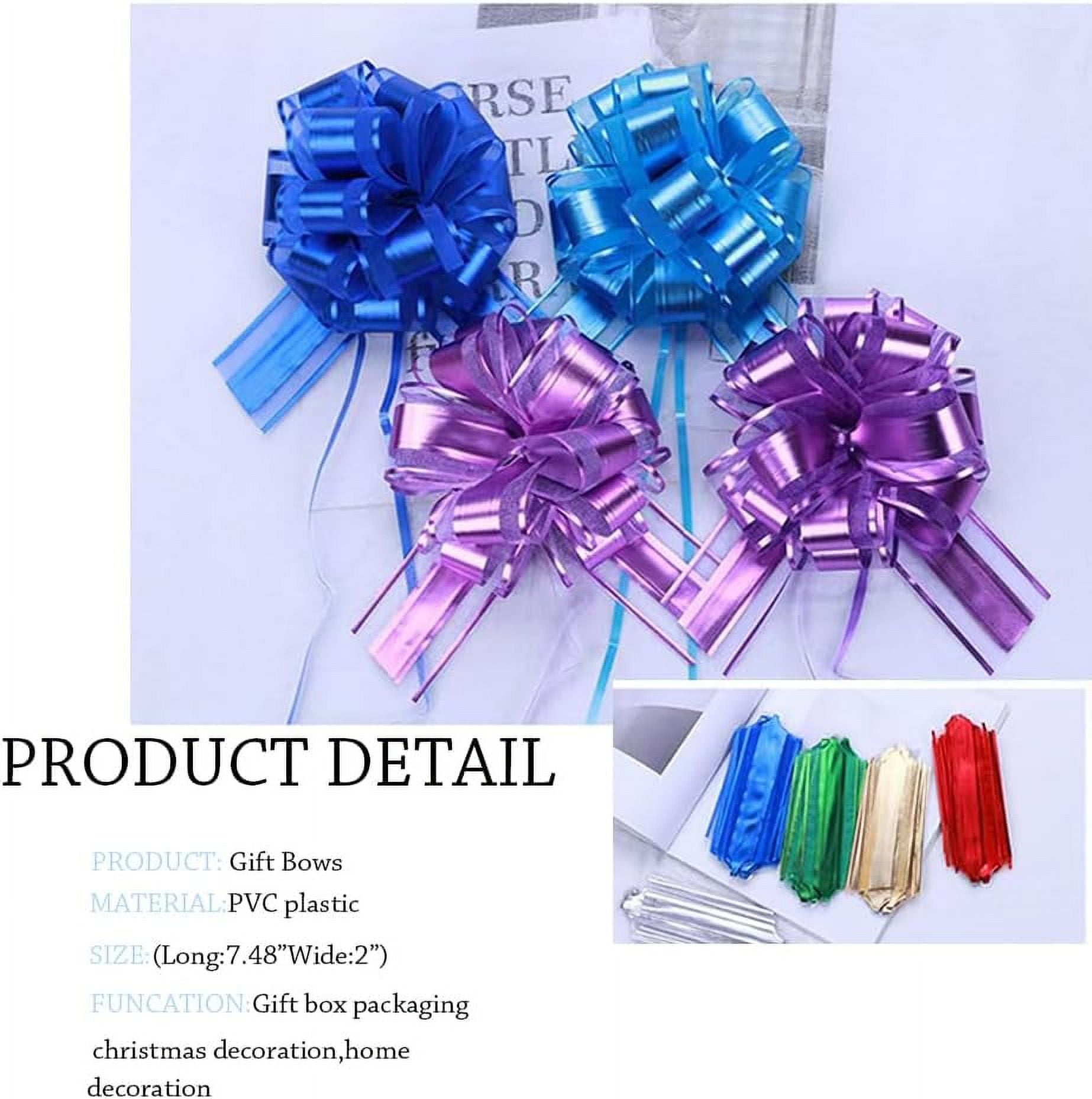 6 PCS Pull Bow,Gold Gift Bows for Presents 6 inch Pull Bow for Gifts ...