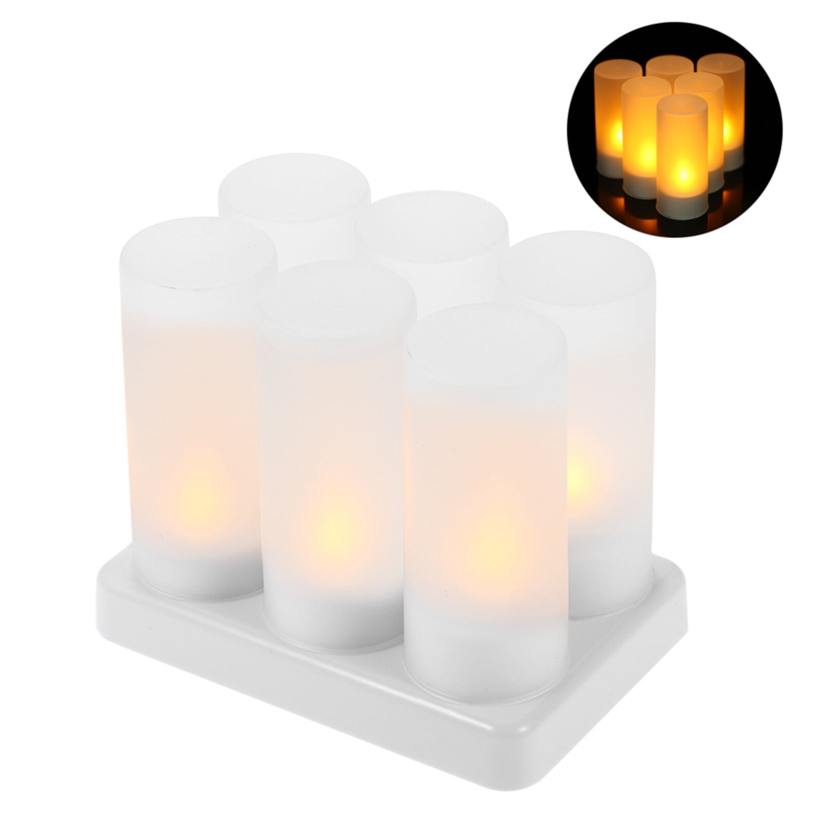 6 PCS Rechargeable Flameless Candles Realistic Flickering Yellow LED ...