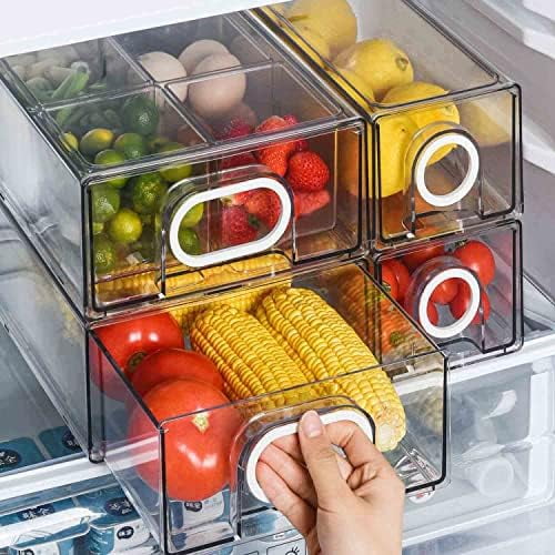 6 PCS Refrigerator Organizers And Storage Stackable Storage Drawers ...