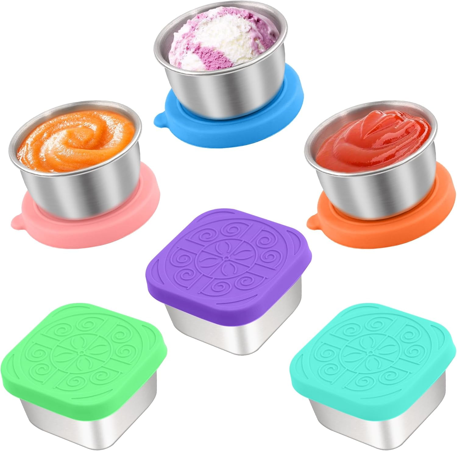 6 PCS Salad Dressing Container to Go,Handy Leakproof Stainless Steel ...