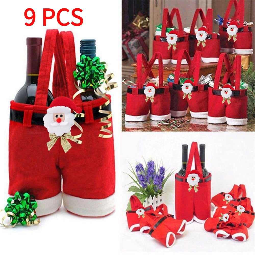 9 PCS Santa Pants Gift Bag for Christmas: Bow Adorned, Cute Xmas Treats ...