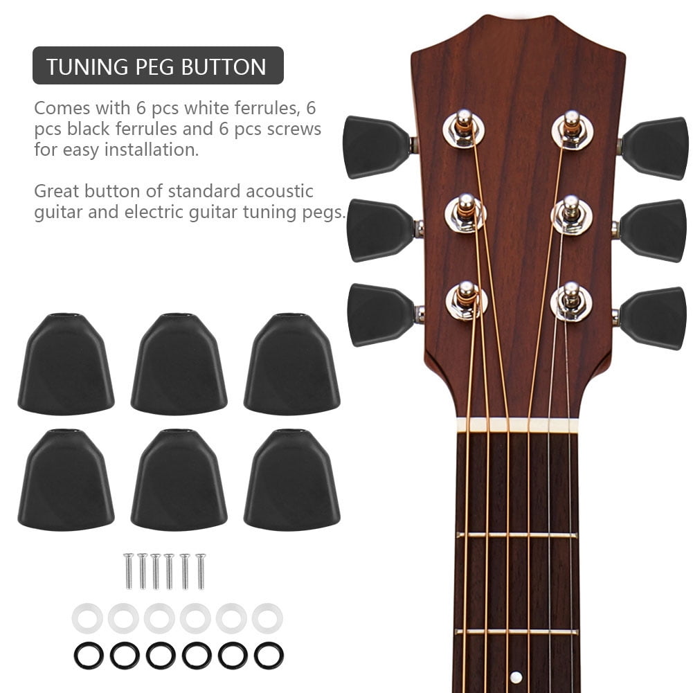 6 PCS/ Set Tuning Pegs Machine Heads Acrylic Buttons for Guitar(Black ...