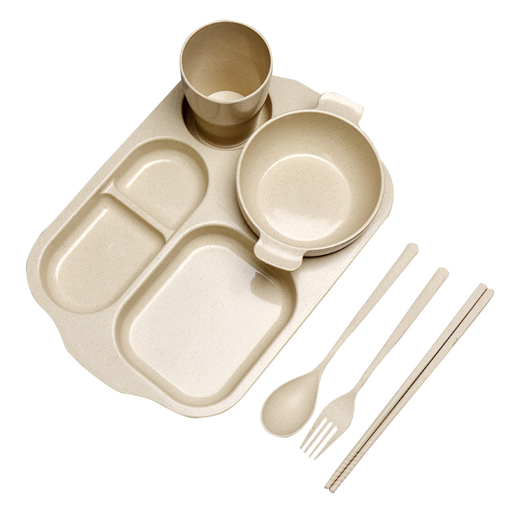 6 PCS/Set Wheat Straw Fiber Dish Dinnerware Unbreakable Eco-friendly ...