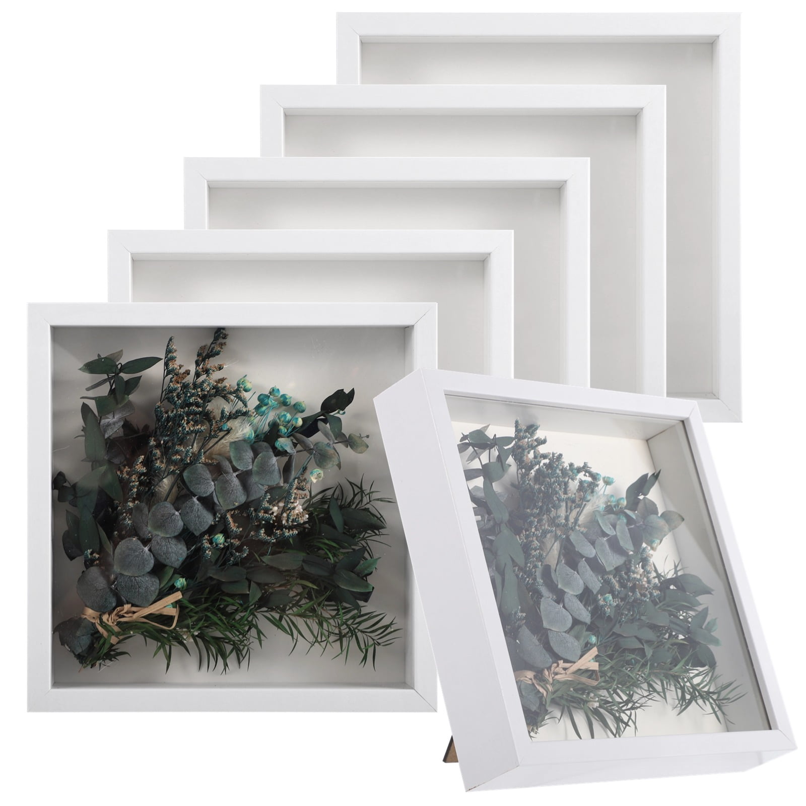 6 PCS Shadow Box Frames, White Wood Display Frame with Acrylic Front ...