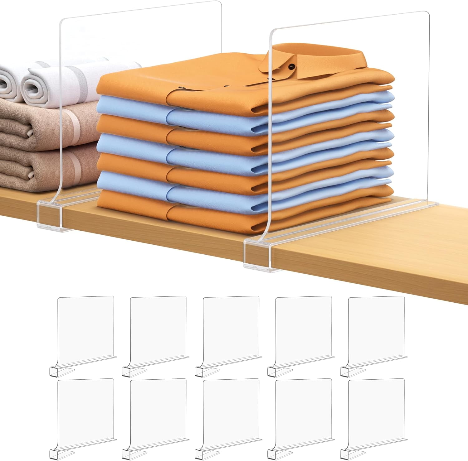 6 PCS Shelf Dividers for Closet Organization Acrylic Clear Closet Shelf ...