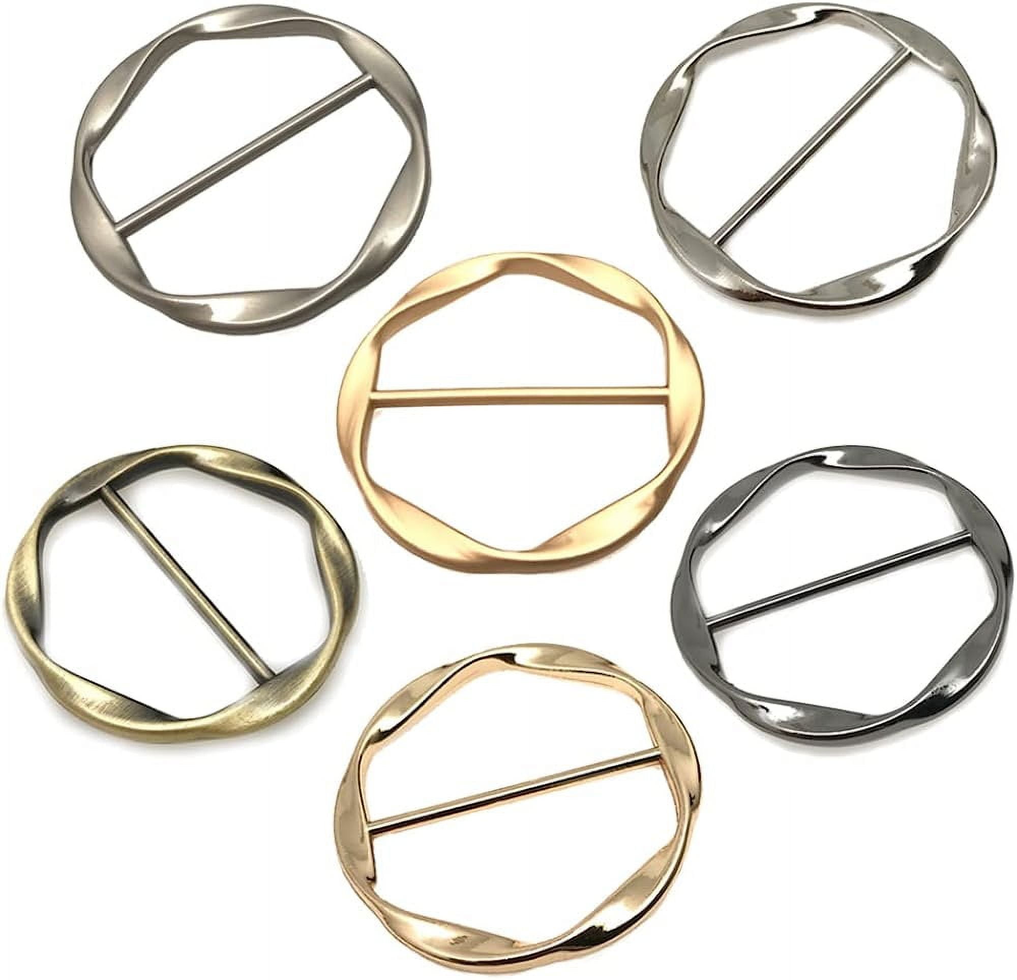 6 PCS Silk Scarf Ring Clip T-shirt Tie Clips for Women, Fashion Round ...