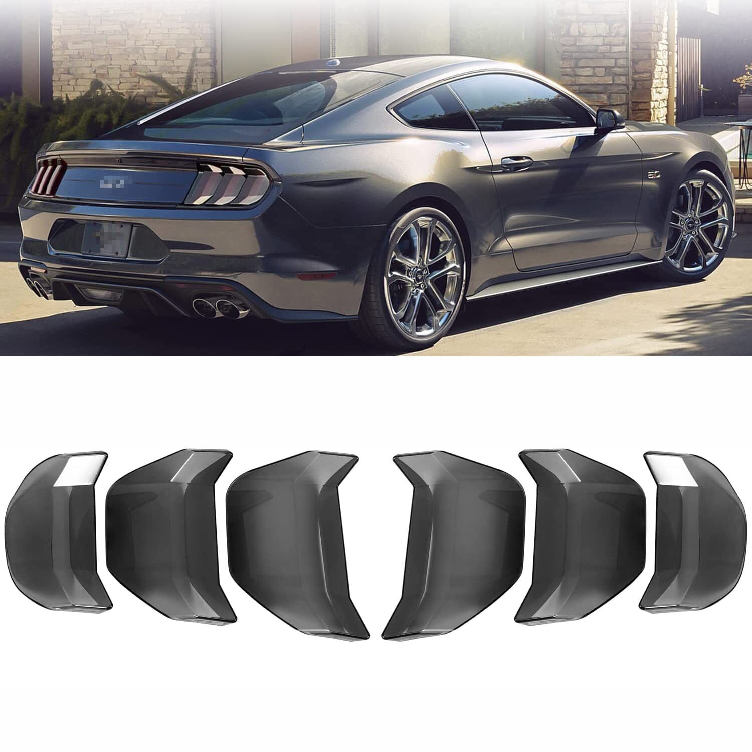 6 PCS Smoked Tail Light Lamp Cover Guard Trim For Ford Mustang 2018 ...