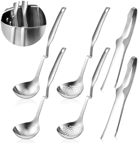 6 PCS Soup Ladle pot Colander & BBQ Tongs Hotpot Kit - Shabu Shabu ...
