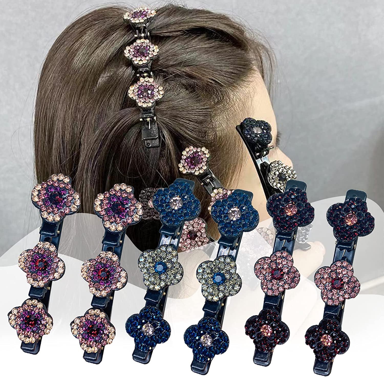 （6 PCS）Sparkling Crystal Stone Braided Hair Clips, 2022 New Braided ...
