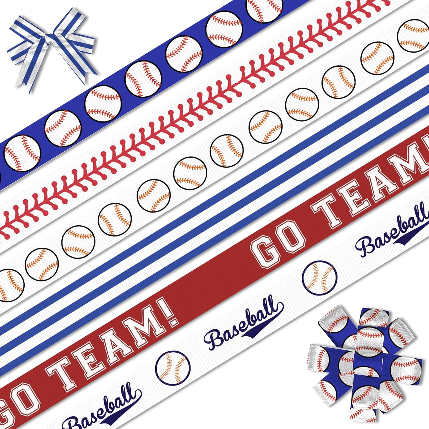 6 PCS Sports Baseball Ribbons for Crafting, 3/8" Width Grosgrain Ribbon ...