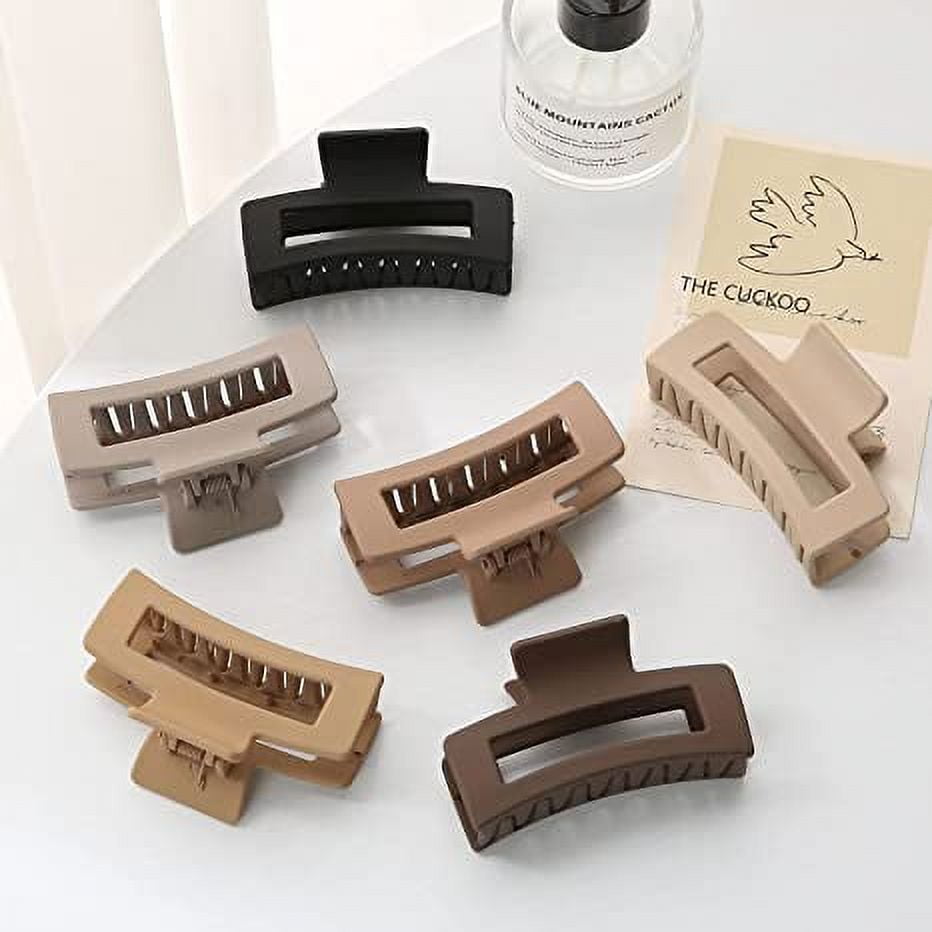 6 PCS Square Hair Clips for Women Girls, Neutral Colors Rectangular ...