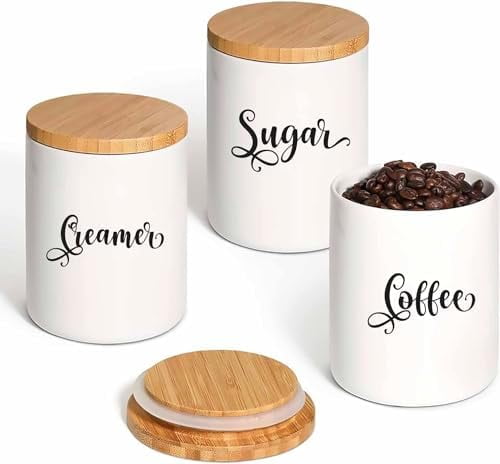 6 PCS Sugar Flour Milk Creamer Tea Coffee Pantry Labels Kitchen ...