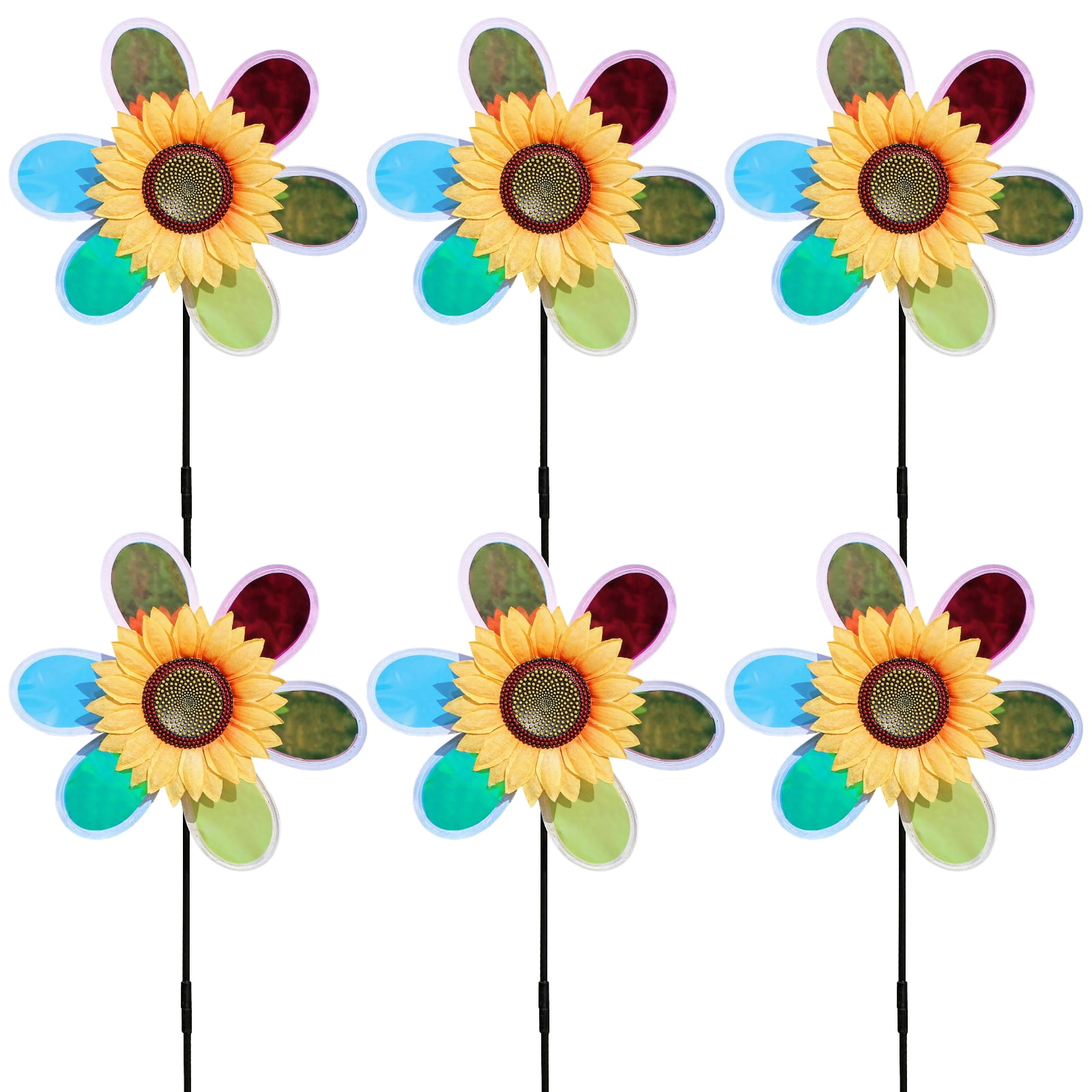 6 PCS Sunflower Lawn Pinwheels, Colorful Sunflower Garden Spinners ...
