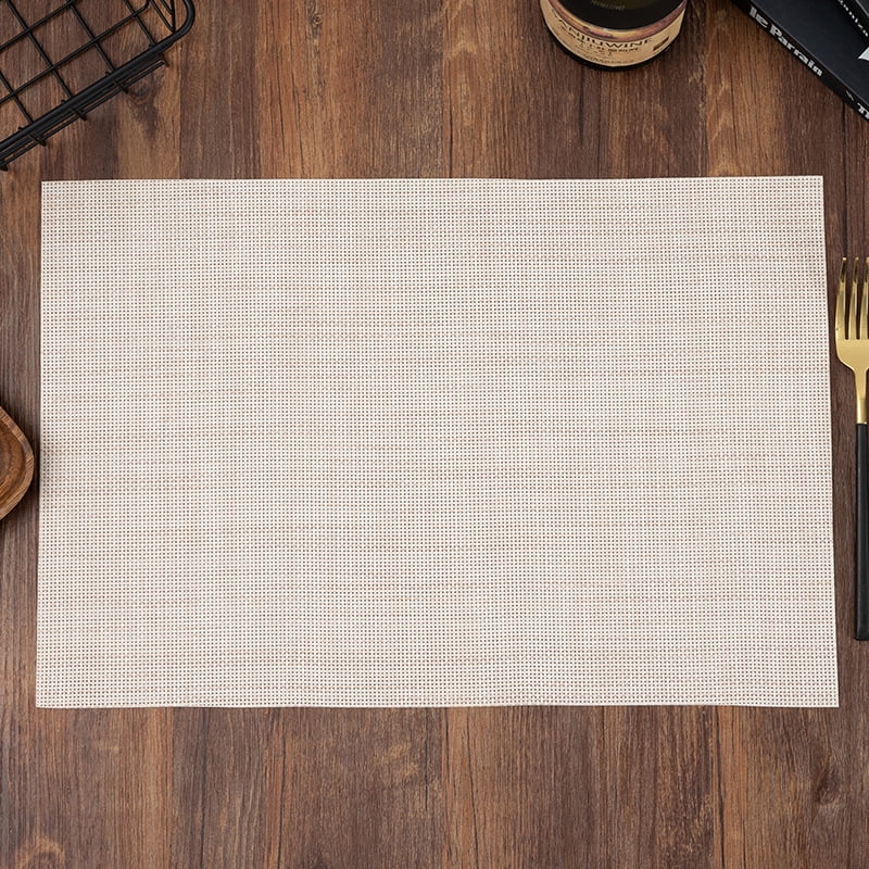 6 PCS Table Mat Dining Pads PVC Weave Table Mats Placemat - beige ...