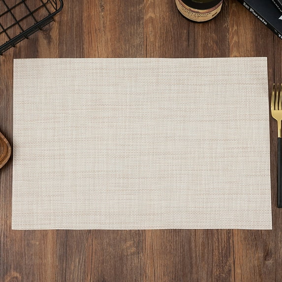 6 PCS Table Mat Dining Pads PVC Weave Table Mats Placemat - beige ...