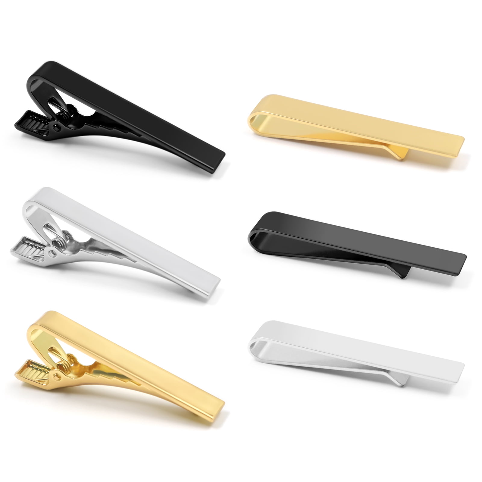 6 PCS Tie Clips for Men Skinny 2 Different Tie Bar Clip Narrow ...
